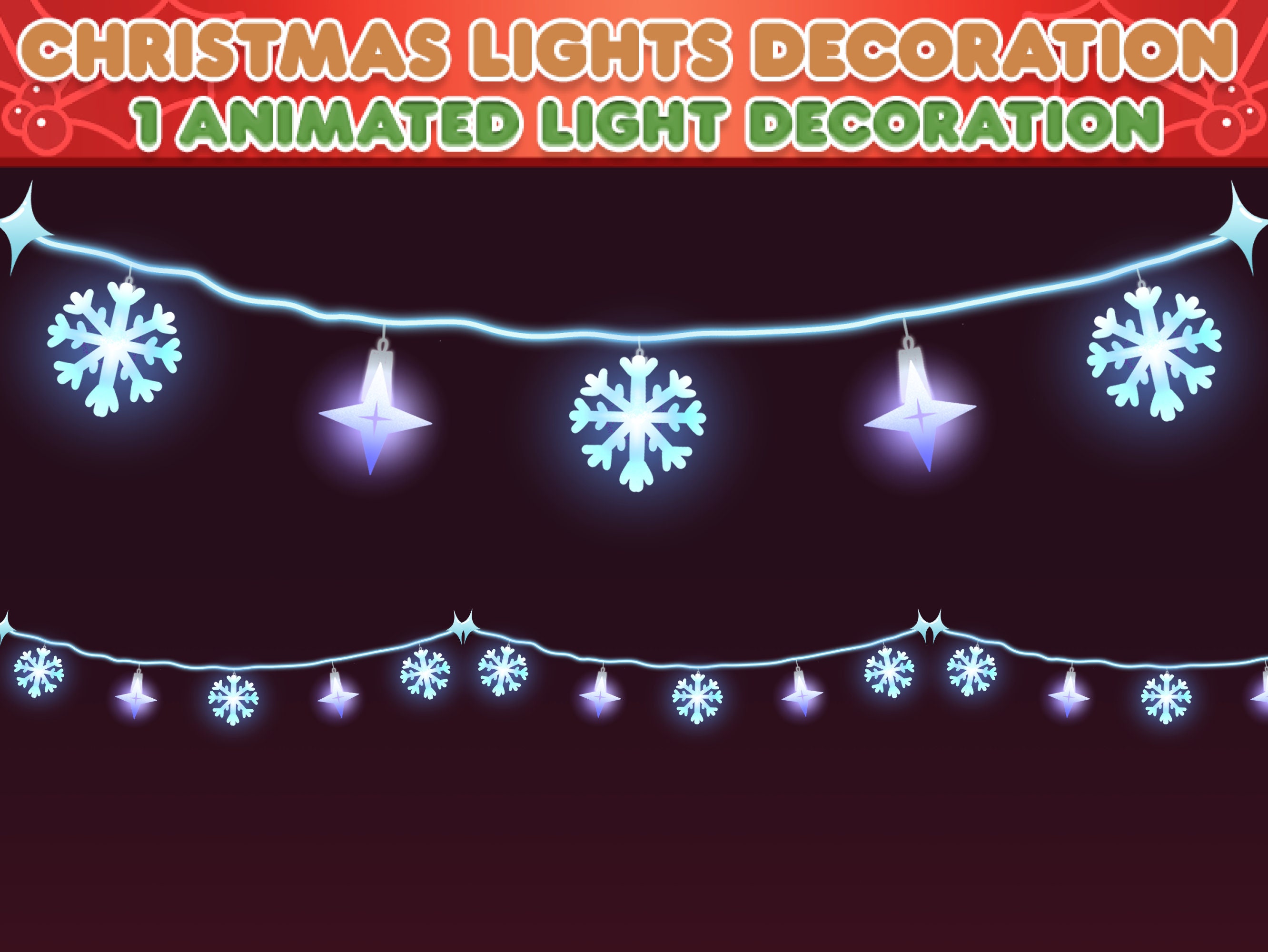 Stream Overlay Animated Christmas Lights Snowflakes || Twitch Stream ...