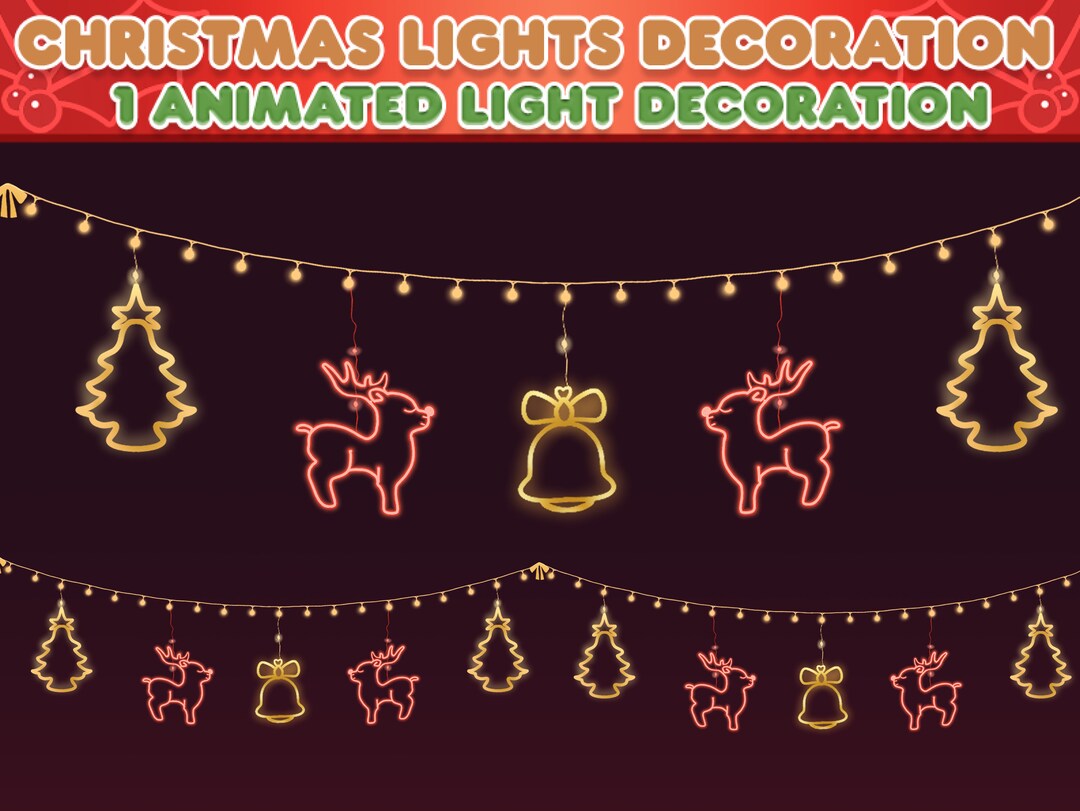 Stream Overlay Animated Christmas Lights Deer and Bells || Twitch ...