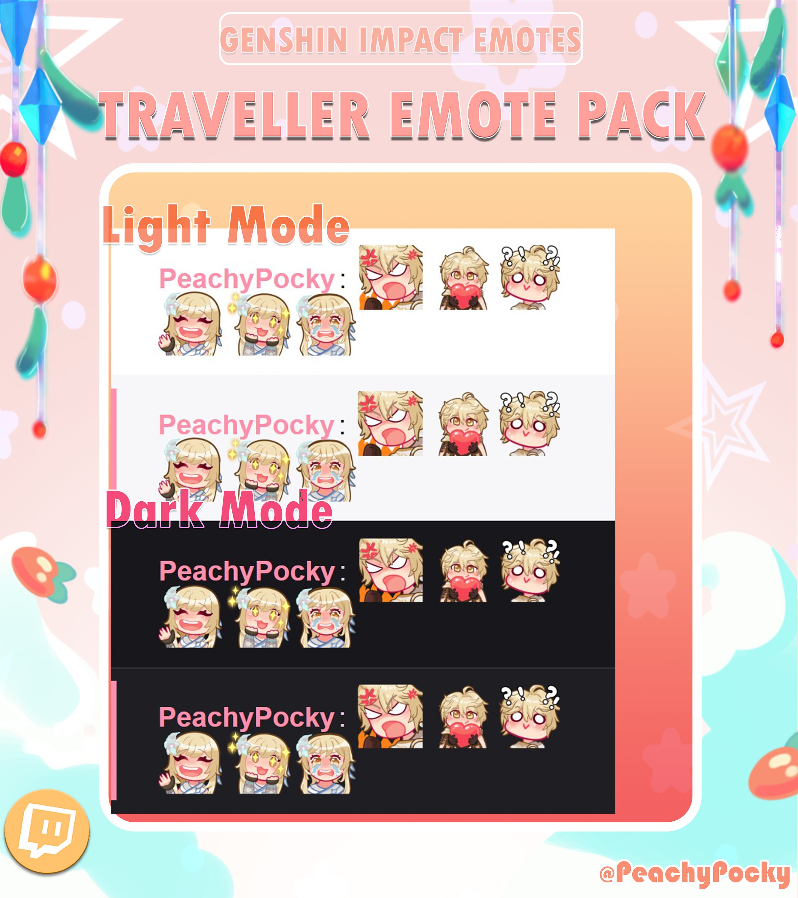 Twitch Emotes Genshin Impact Traveller Aether and Lumine Twitch ...