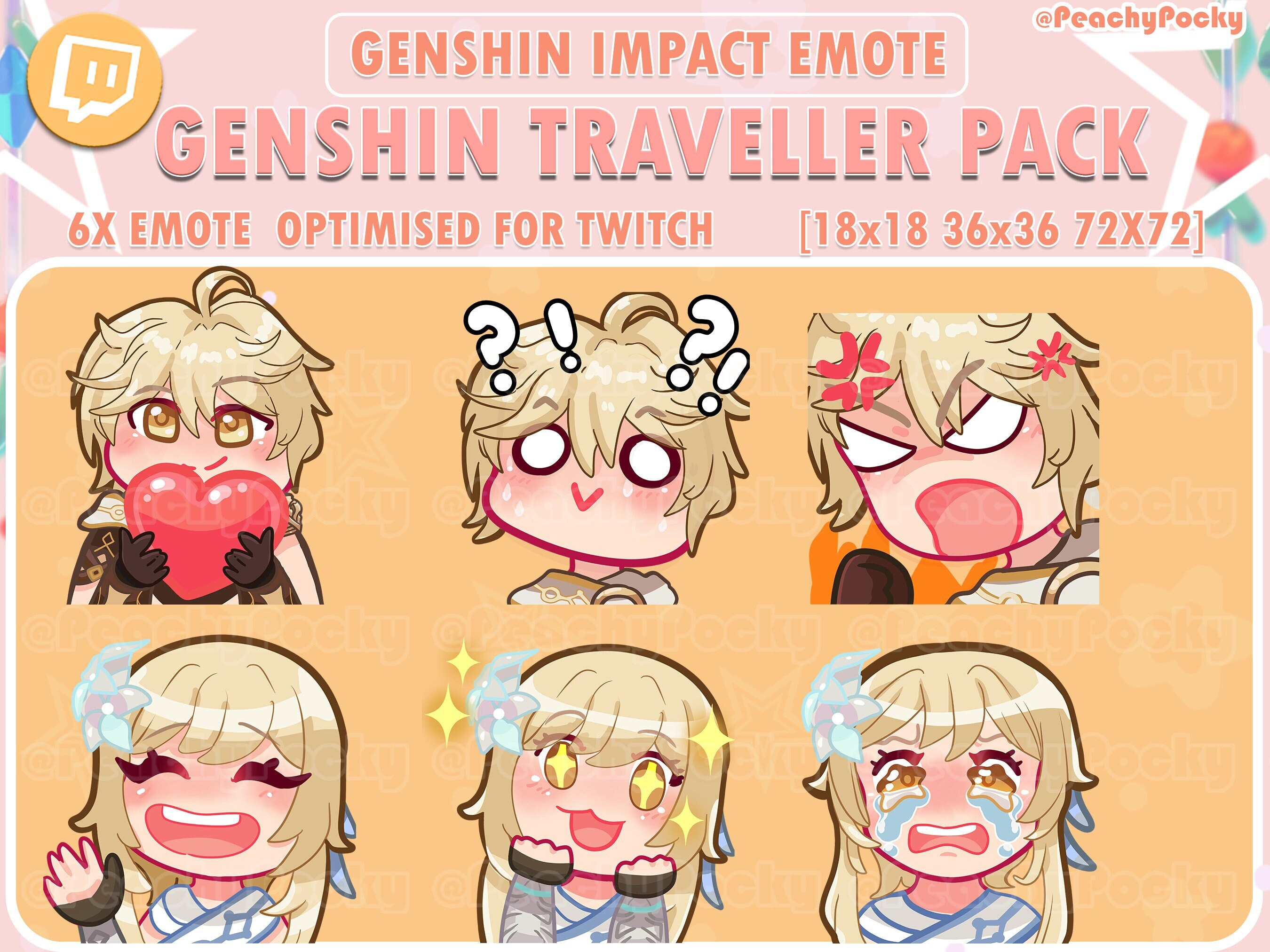 Twitch Emotes Genshin Impact Traveller Aether and Lumine Twitch ...