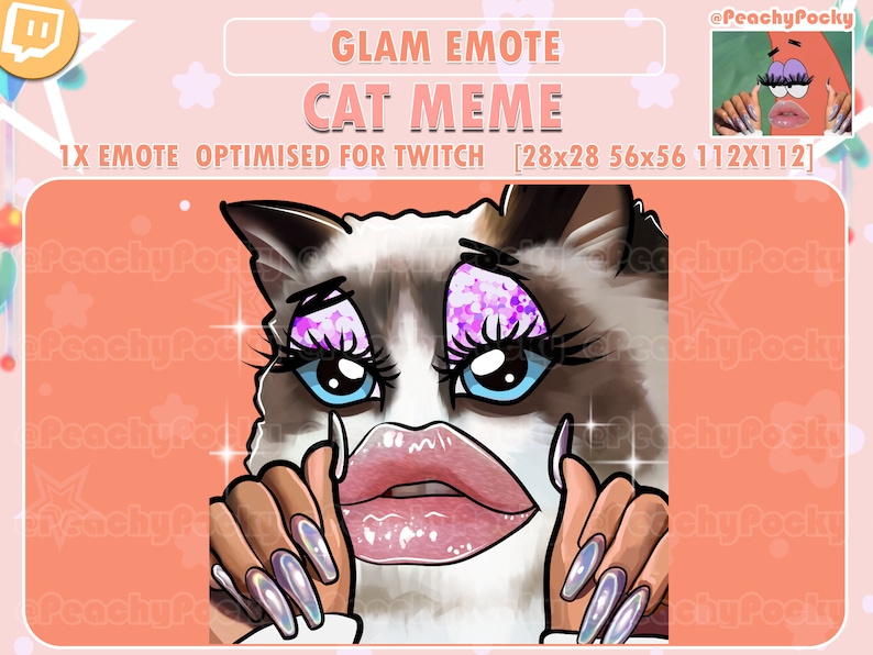 Twitch Emote 1x Cat Twitch Meme Emotes - Cat Glam Nails Sassy / Twitch ...