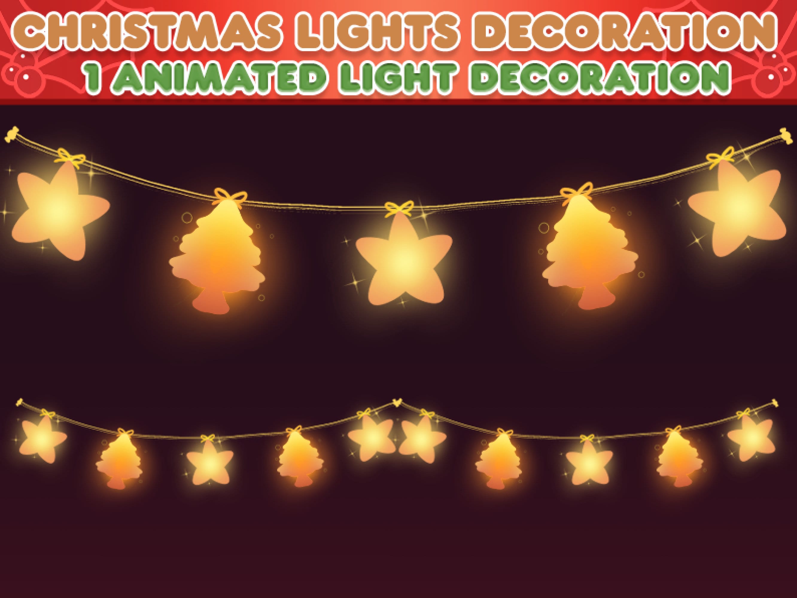 Stream Overlay Animated Christmas Lights Stars and Trees || Twitch ...