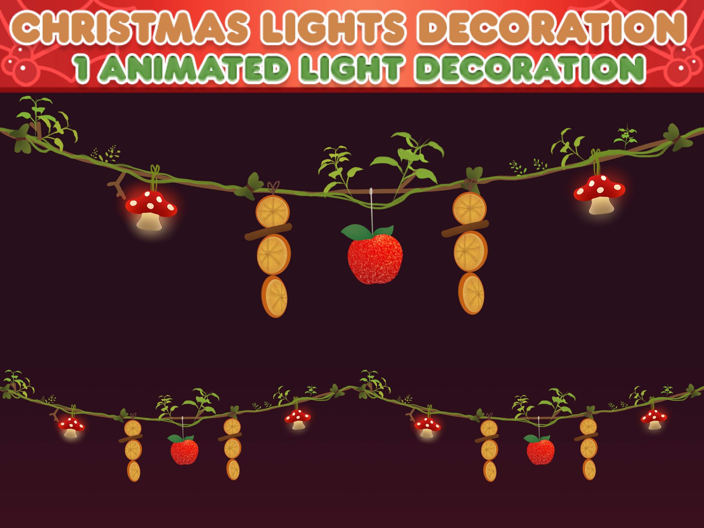 Stream Overlay Animated Christmas Lights Cottagecore || Twitch Stream ...