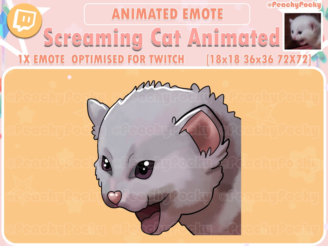 Animated Twitch Emote 1x Animated Cat Twitch Meme Emotes Cat Scream AHH ...