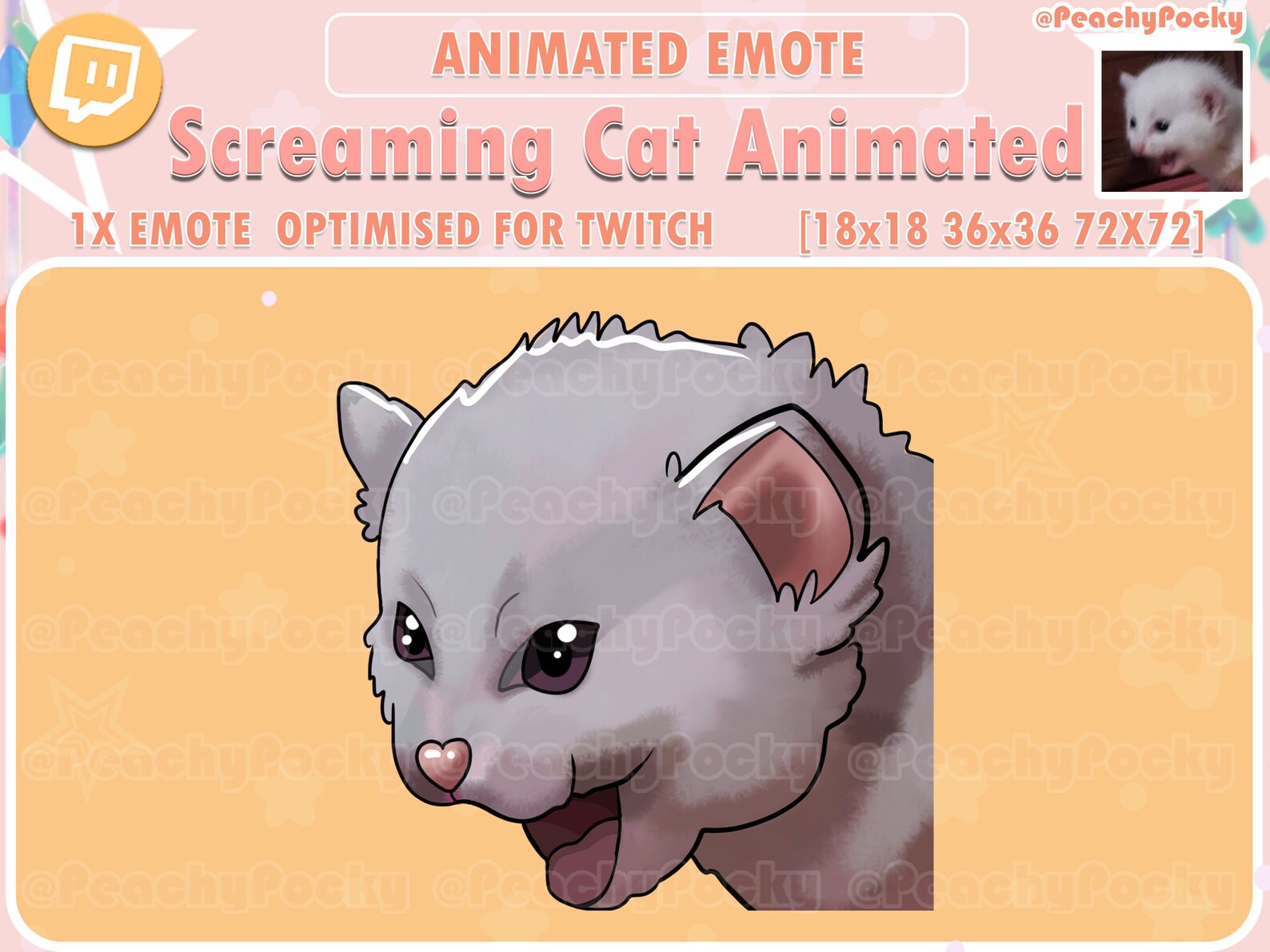Animated Twitch Emote 1x Animated Cat Twitch Meme Emotes Cat Scream AHH ...