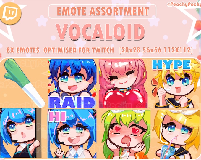 Cute Vocaloid Emotes for Twitch Youtube Discord | P2U Emotes | Rin Len ...