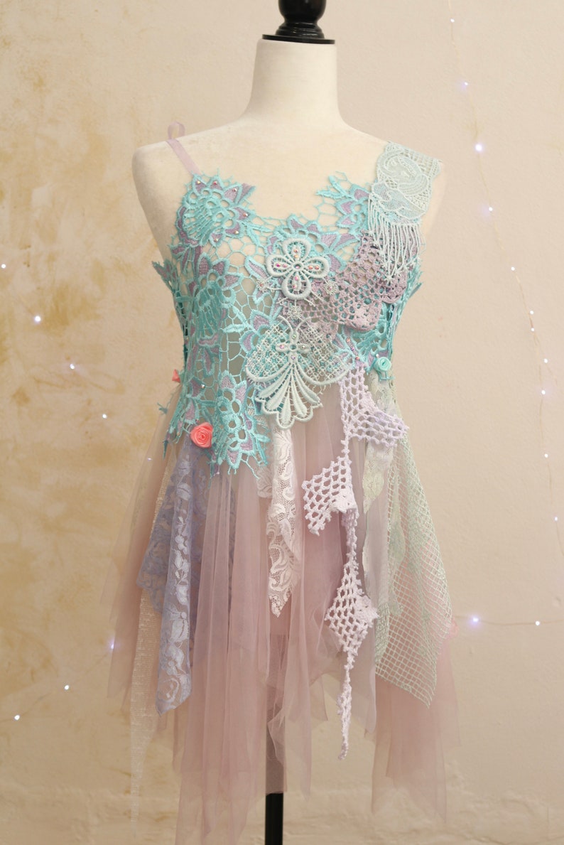 Handmade Ragged Fairy Tunic With Iridescent Crystals One of a Kind ...
