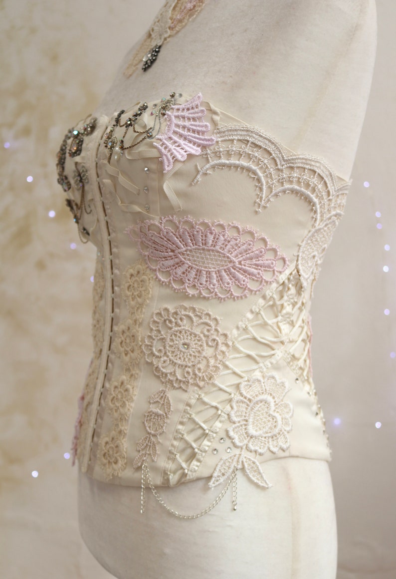 Enchanted Upcycled Beaded Corset One of a Kind Statement Boho Bridal ...