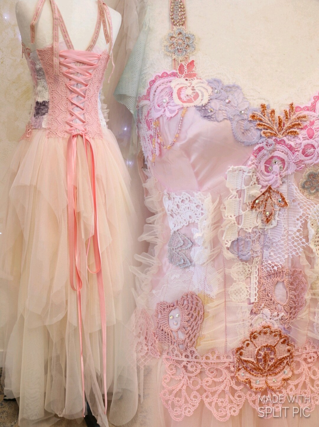 Trashy Treasures Robe de fée bohème recyclée - Art portable - Robe de ...