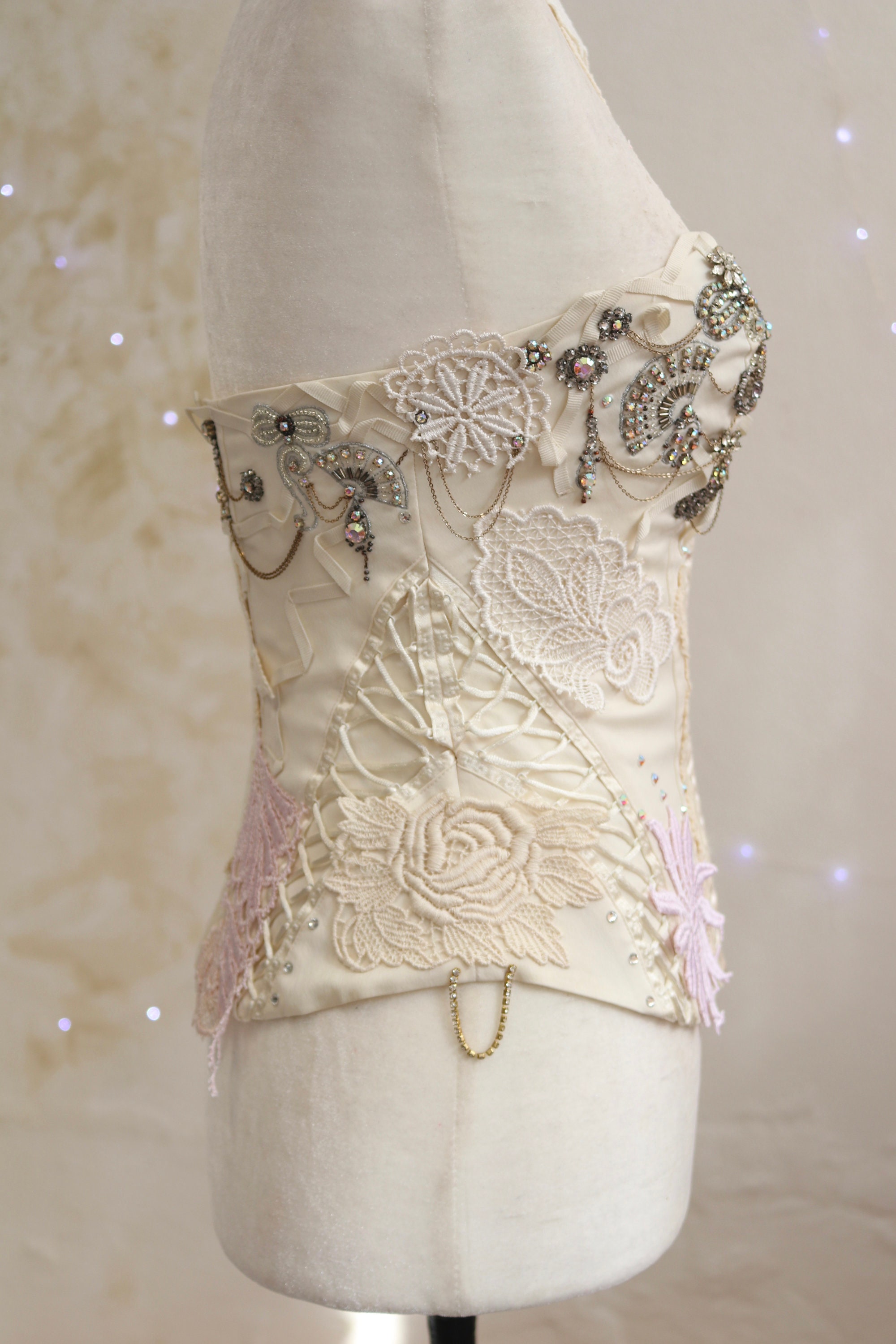 Enchanted Upcycled Beaded Corset One of a Kind Statement Boho Bridal ...