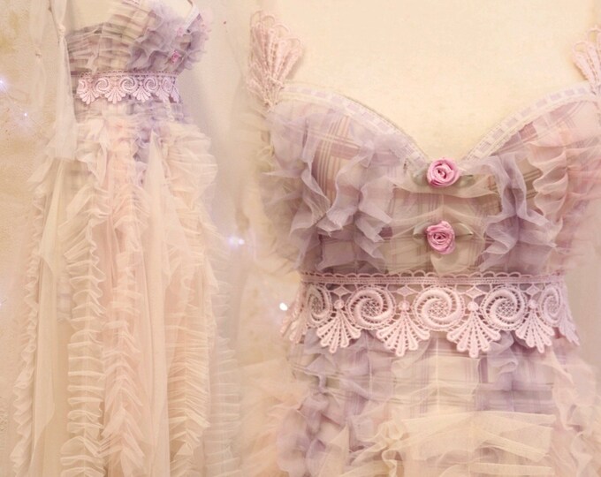 Upcycled Puffy Bustier Fairytale Dress in Pastel Shades - One of a Kind ...
