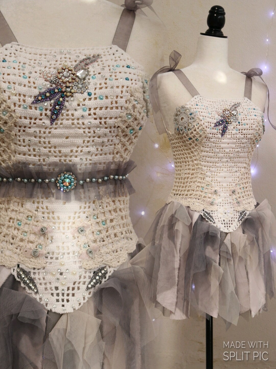 Handmade Crystal Antique Crochet Dress - Enchanted Fairy Wedding Dress ...