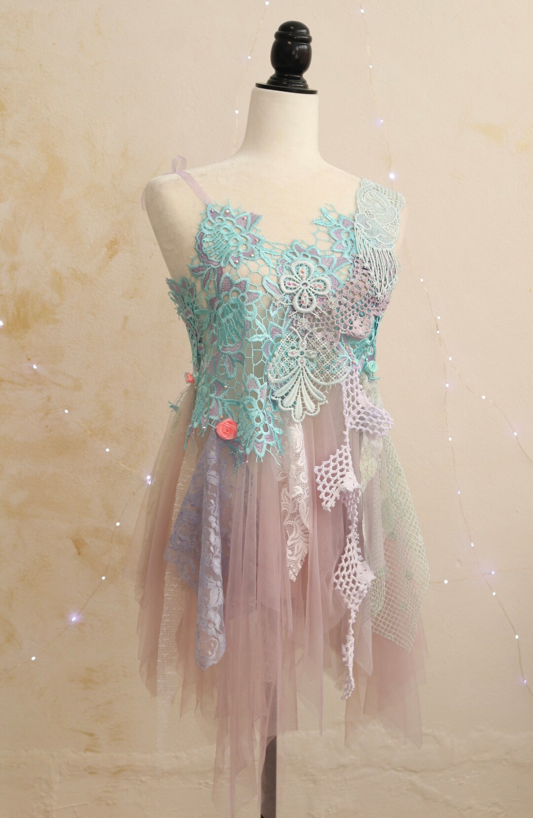 Handmade Ragged Fairy Tunic With Iridescent Crystals One of a Kind ...