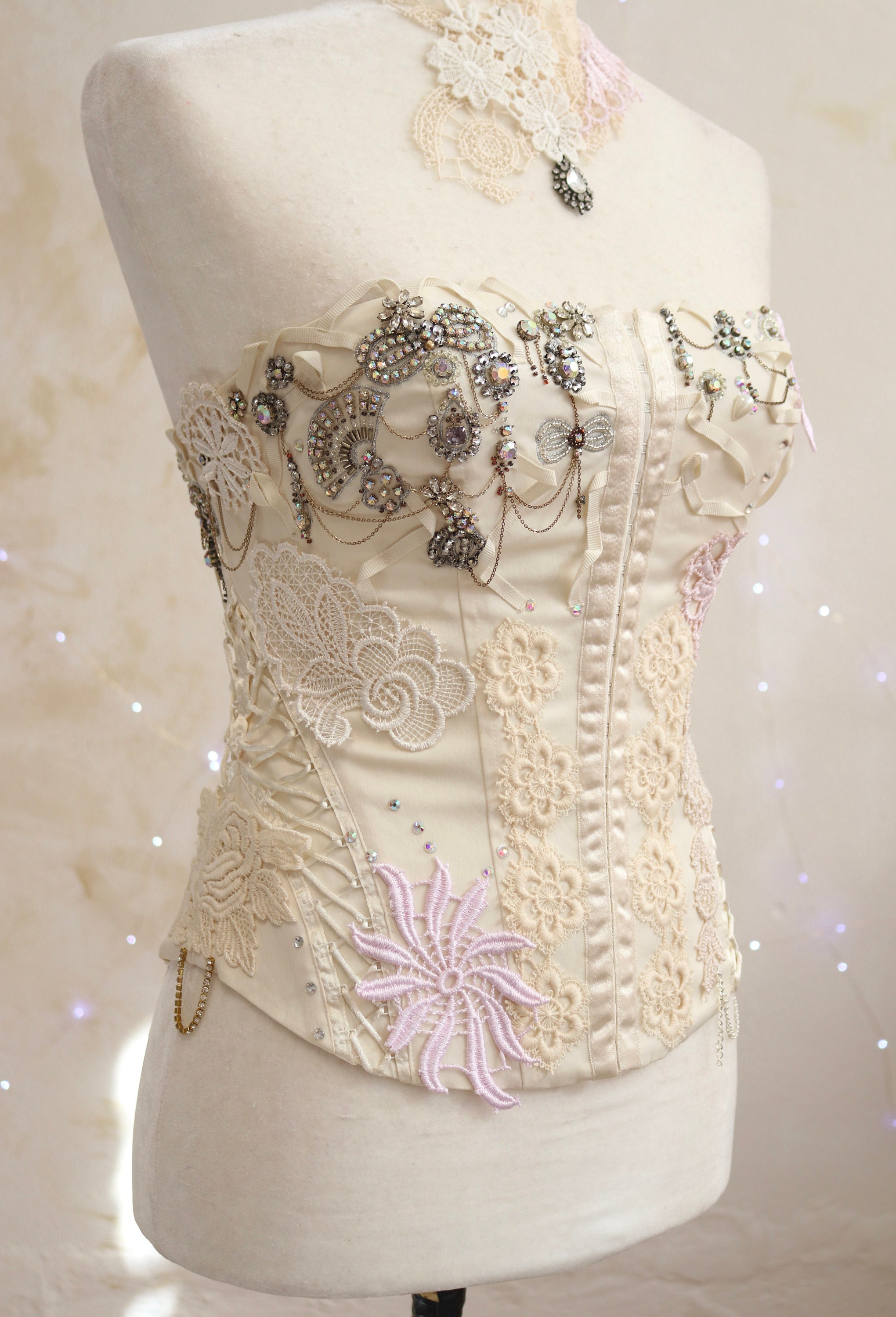 Enchanted Upcycled Beaded Corset One of a Kind Statement Boho Bridal ...