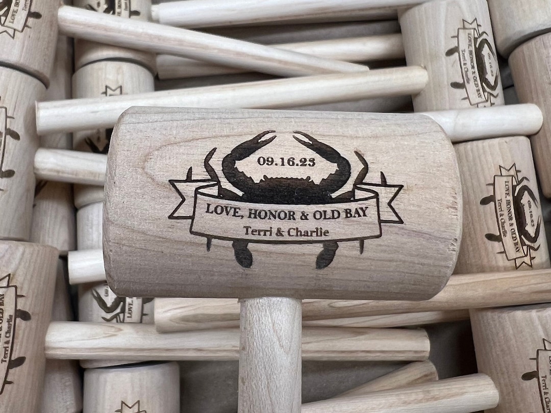 Laser Engraved Crab Mallet Set of 6, Custom Wooden Crab Mallet ...