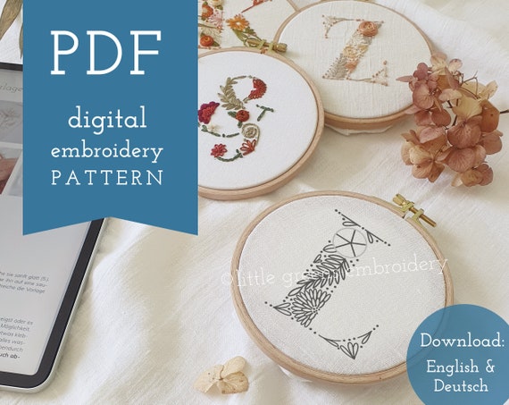 Floral Letter l Digital Embroidery Pattern & Guide - Etsy