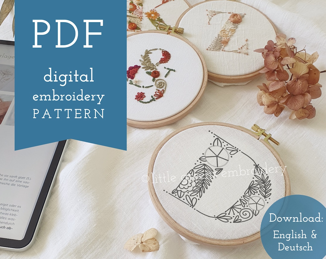 Floral Letter "d" Digital Embroidery Pattern & Guide - Etsy