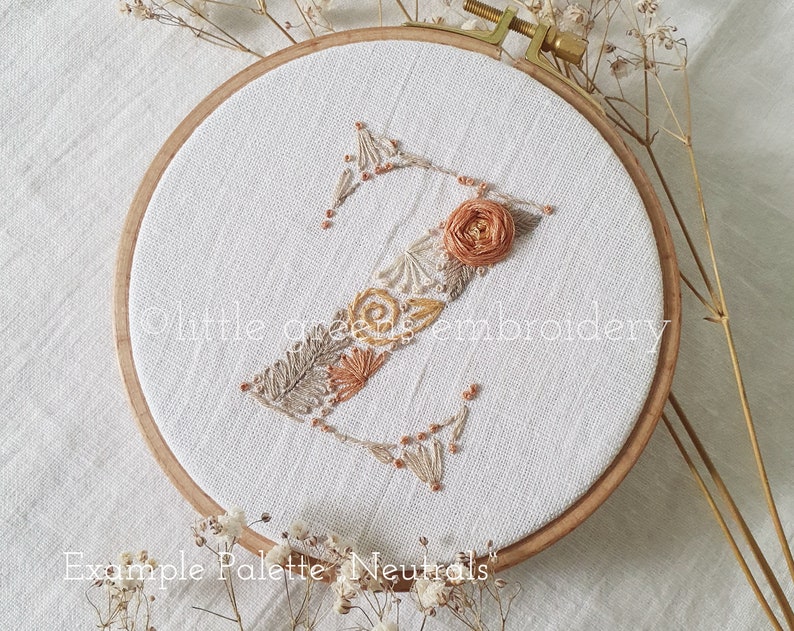 Floral Letter h Digital Embroidery Pattern & Guide - Etsy