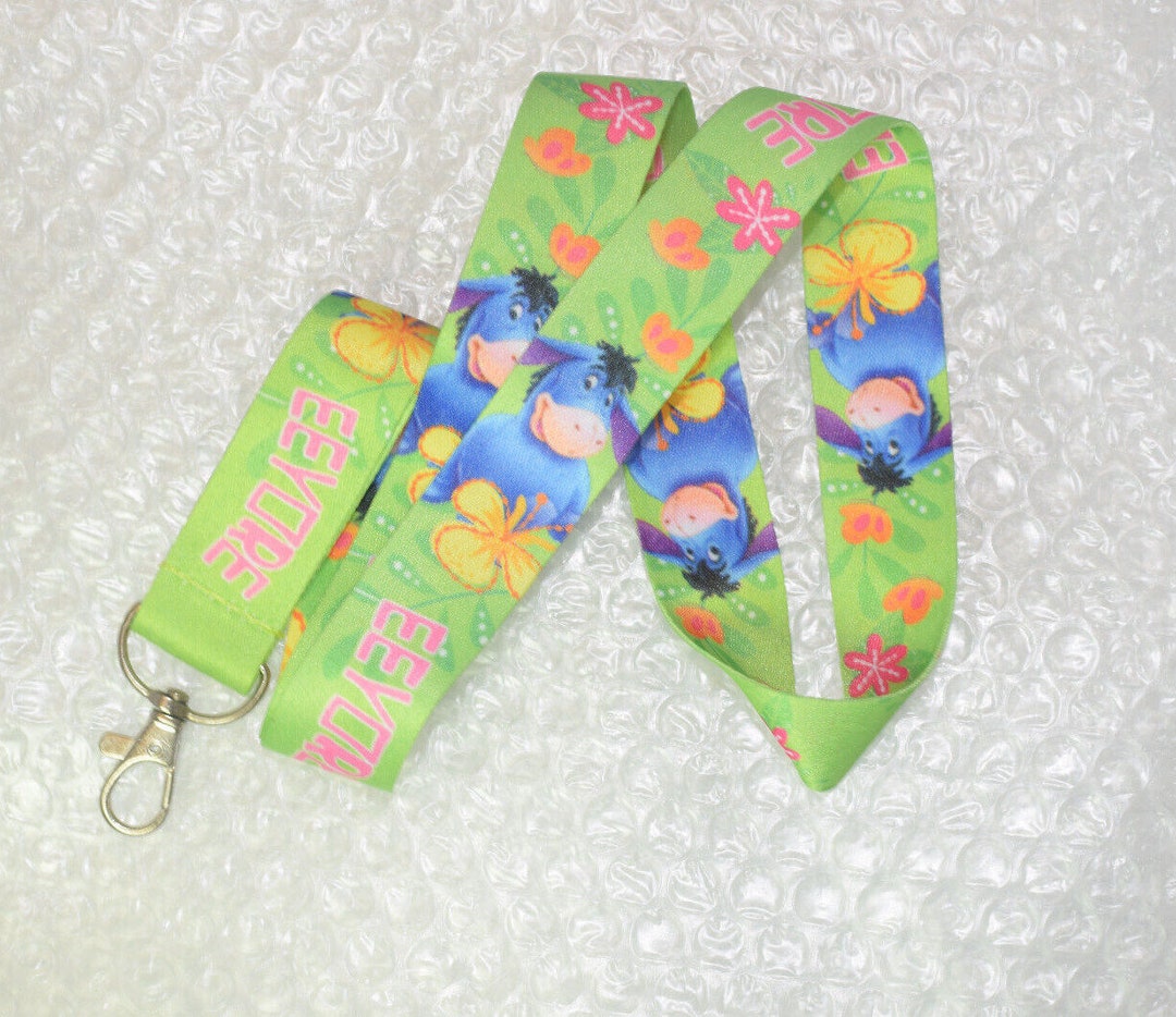 Disney Pin Lanyard Eeyore and Flowers Green Background - Etsy