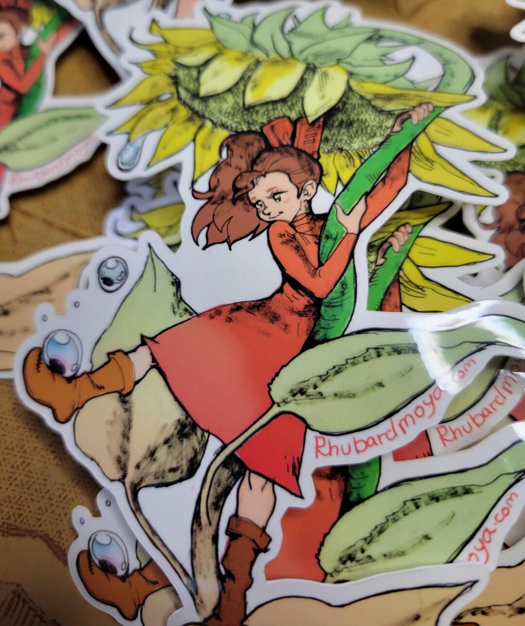 Arrietty With Sunflower Drawing Sticker: Character Art, Matte Vinyl ...