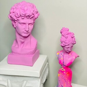 Pop Art Pink David Statue, Venus Sculpture Bust, Designer Sculpture ...