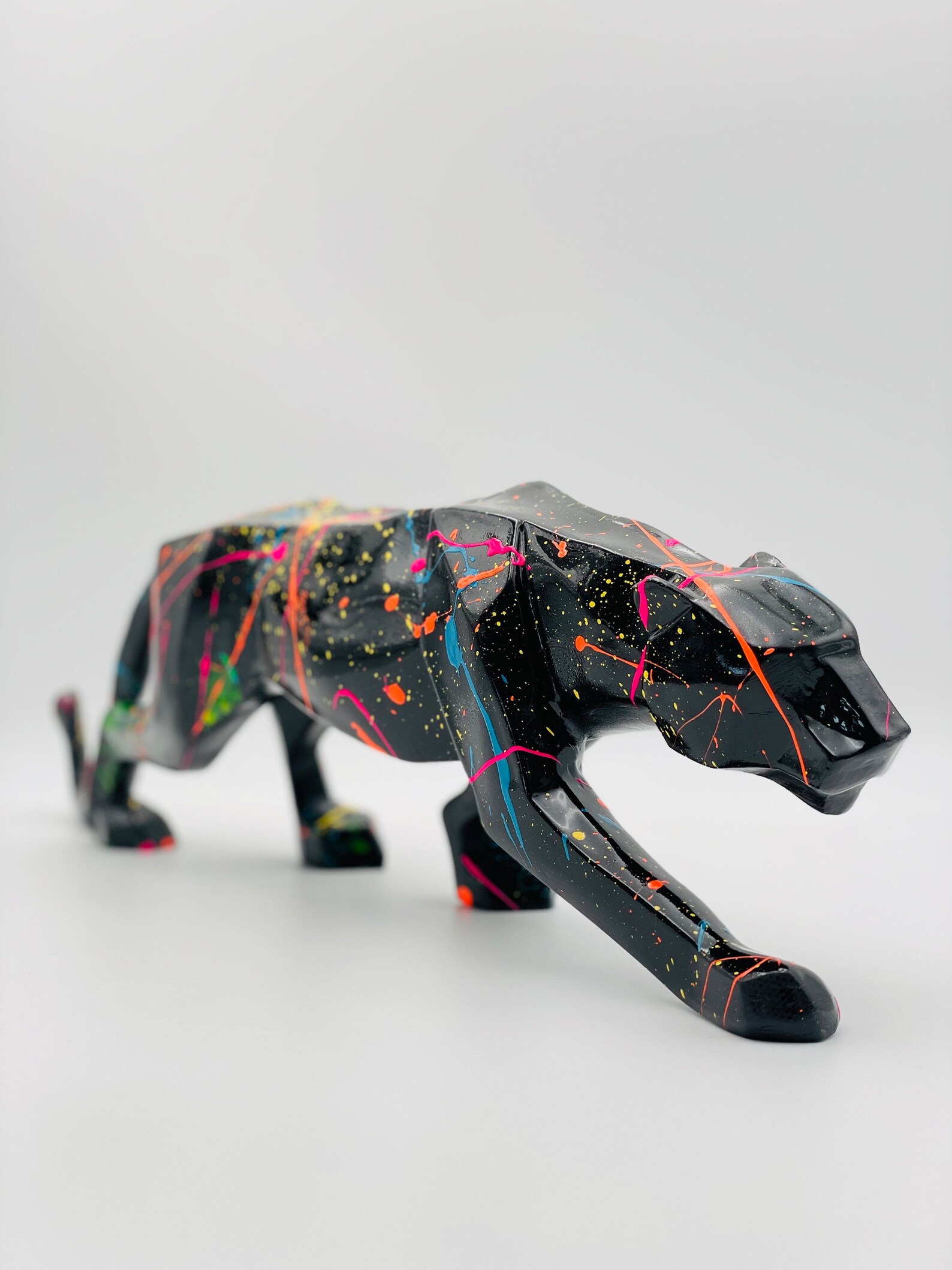Cubic Panther Sculpture, Leopard Statue, Animal Figurine, Abstract ...