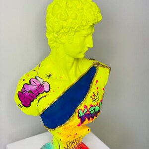 Large David Sculpture Statue, Neon Art, Pop Art Greek Figurine, David ...