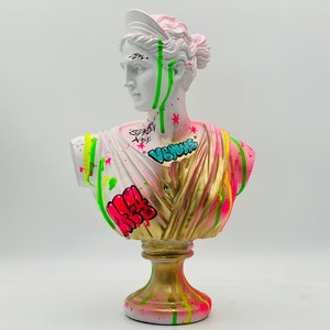 Street Art Artemis Statue, Pop Art Style Bust, Graffiti Sculpture ...