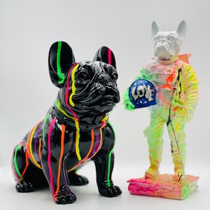 French Bulldog VIP Pop Art Statue, Luxury Art Cite Dog Figurine, Neon ...