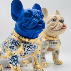 Kintsugi Design Dog Sculpture, VIP Pop Art Statue, Luxury French ...