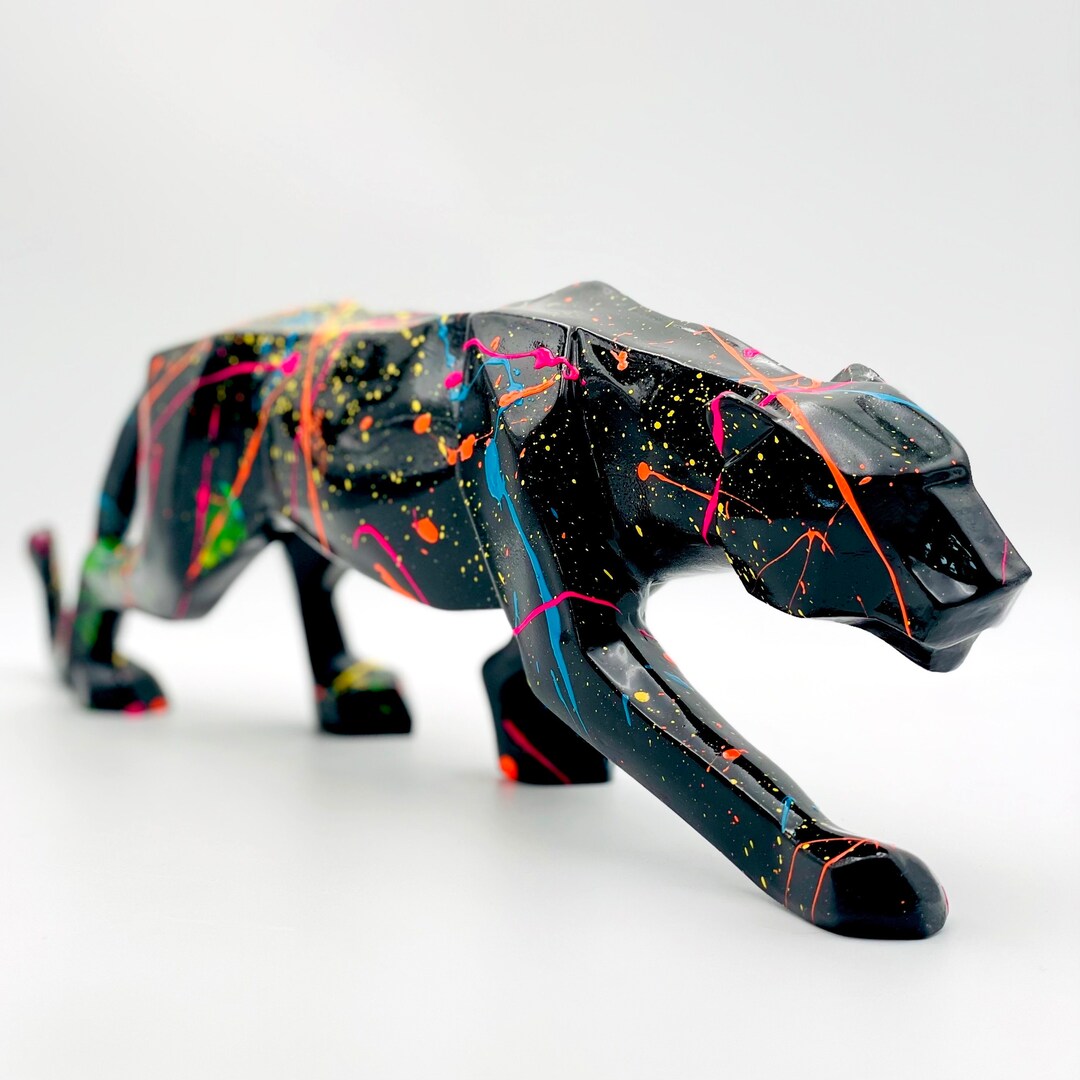 Cubic Panther Sculpture, Leopard Statue, Animal Figurine, Abstract ...
