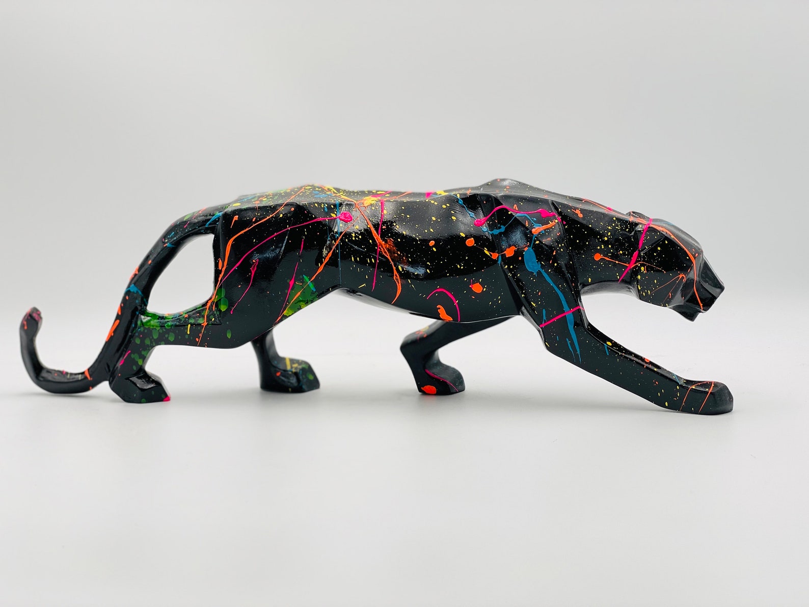 Cubic Panther Sculpture, Leopard Statue, Animal Figurine, Abstract ...