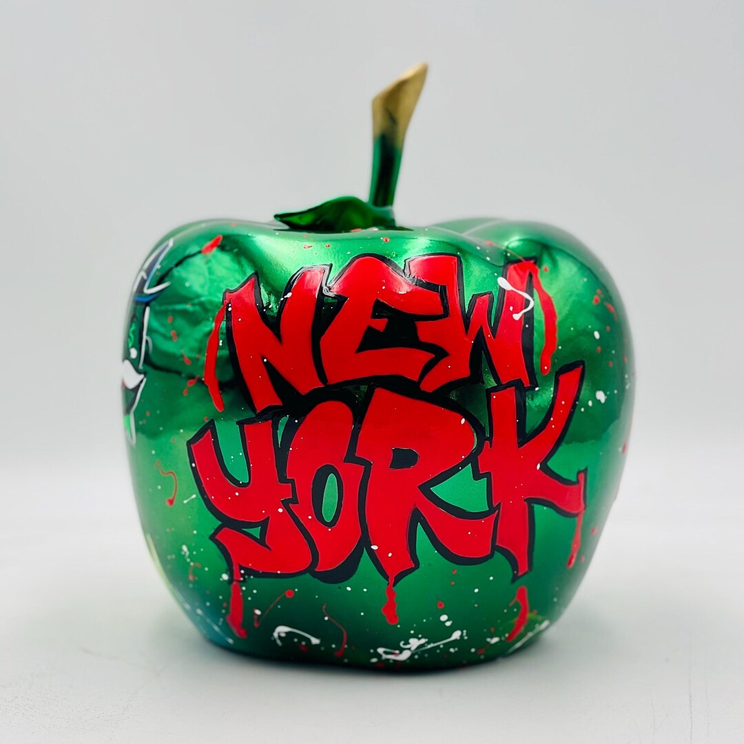 Green Chrome Plated Giant Apple Statue, Street Art Style With Scrooge ...