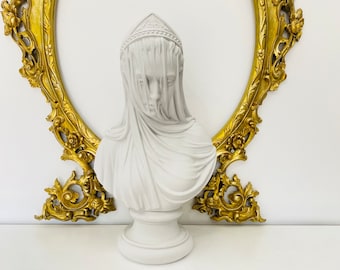 Large Veiled Lady Bust Sculpture, Veiled Virgin Mary Statue, 14 Inches ...