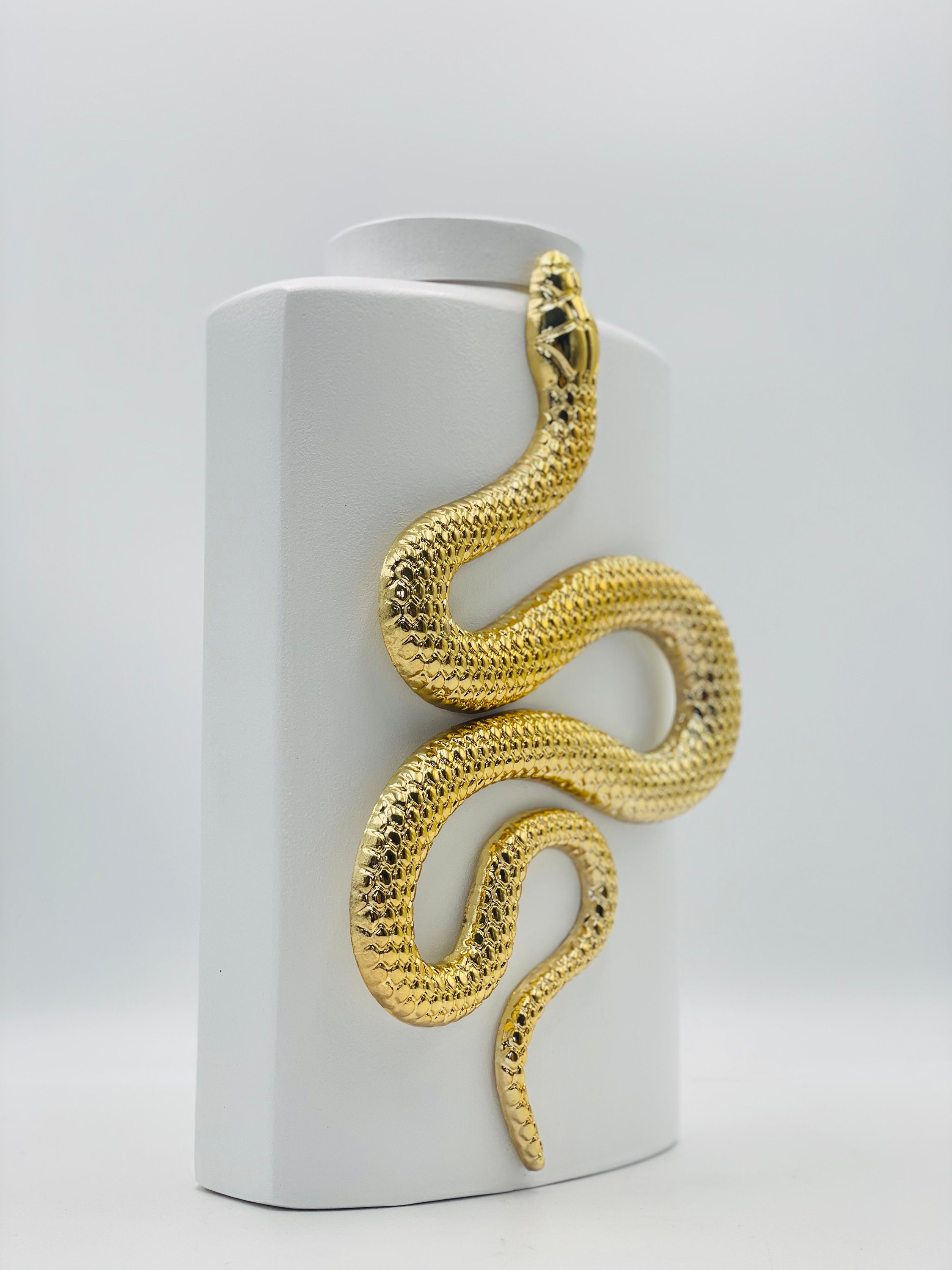 Handmade Snake Vase Statue, Chrome Plated Snake Animal Figurine Pot ...