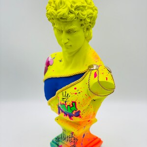 Large David Sculpture Statue, Neon Art, Pop Art Greek Figurine, David ...