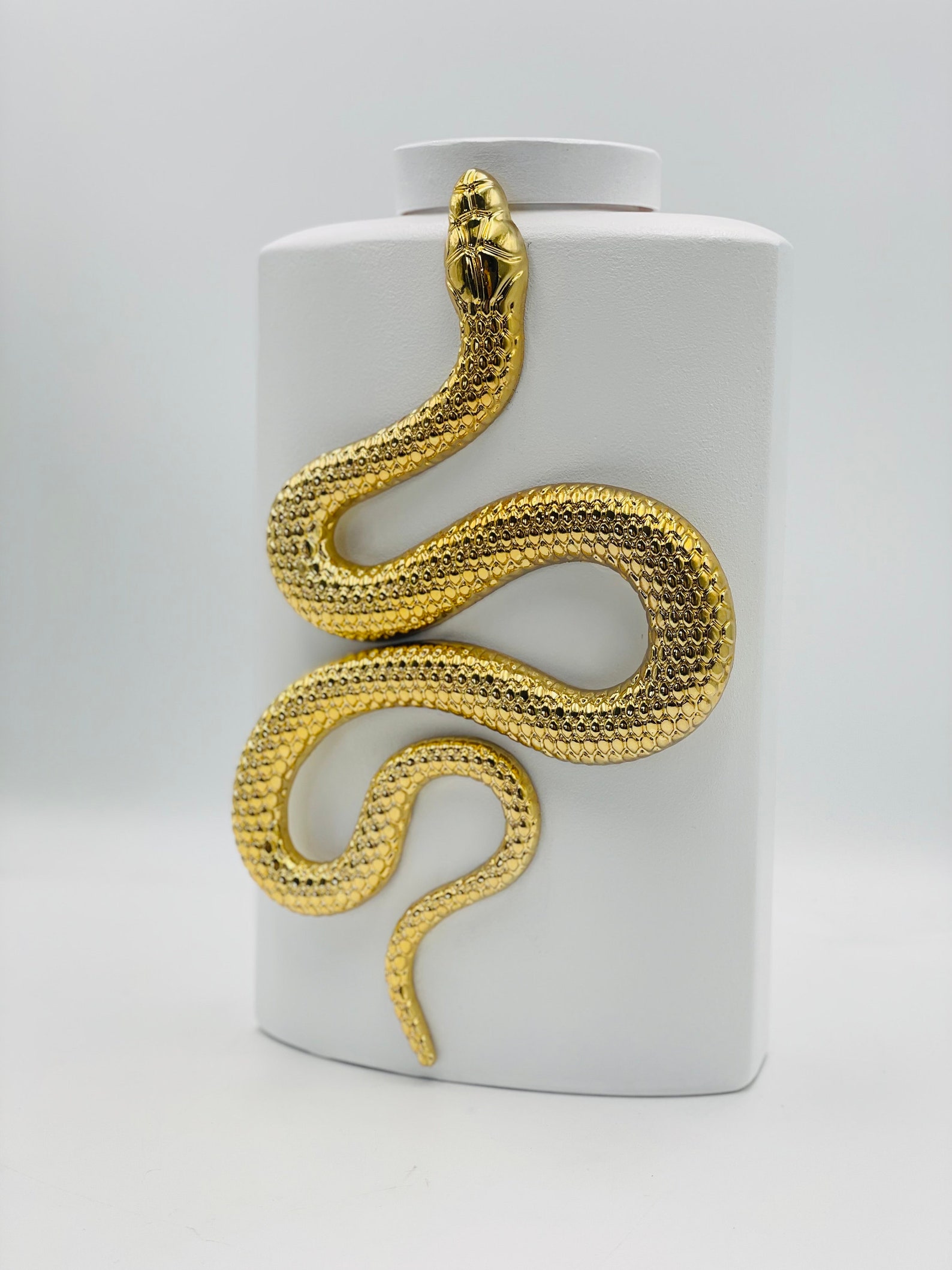 Handmade Snake Vase Statue, Chrome Plated Snake Animal Figurine Pot ...