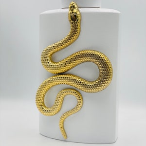 Handmade Snake Vase Statue, Chrome Plated Snake Animal Figurine Pot ...