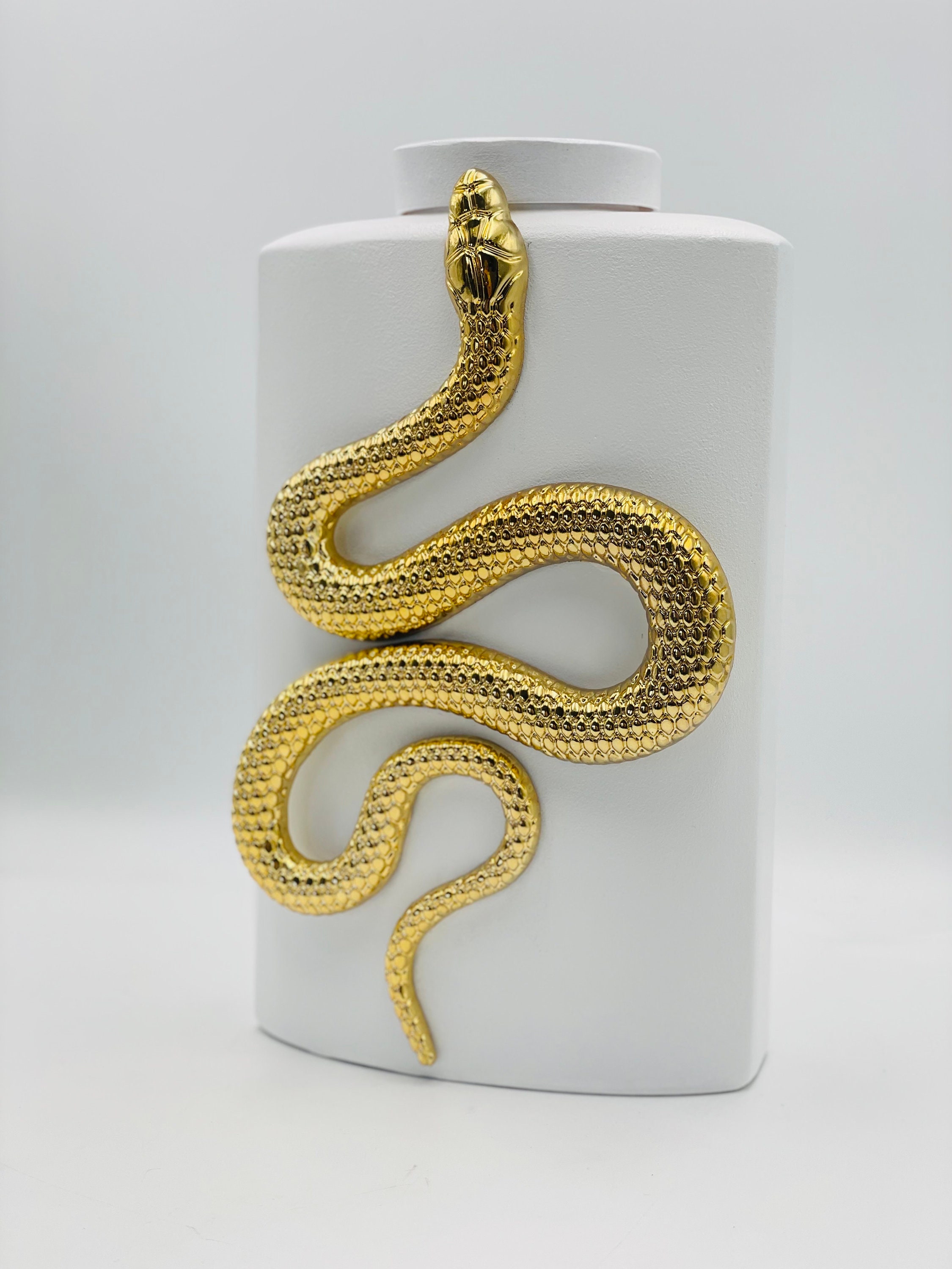 Handmade Snake Vase Statue, Chrome Plated Snake Animal Figurine Pot ...