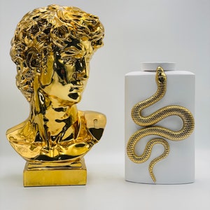 Handmade Snake Vase Statue, Chrome Plated Snake Animal Figurine Pot ...