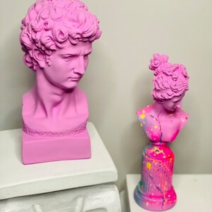 Pop Art Pink David Statue, Venus Sculpture Bust, Designer Sculpture ...