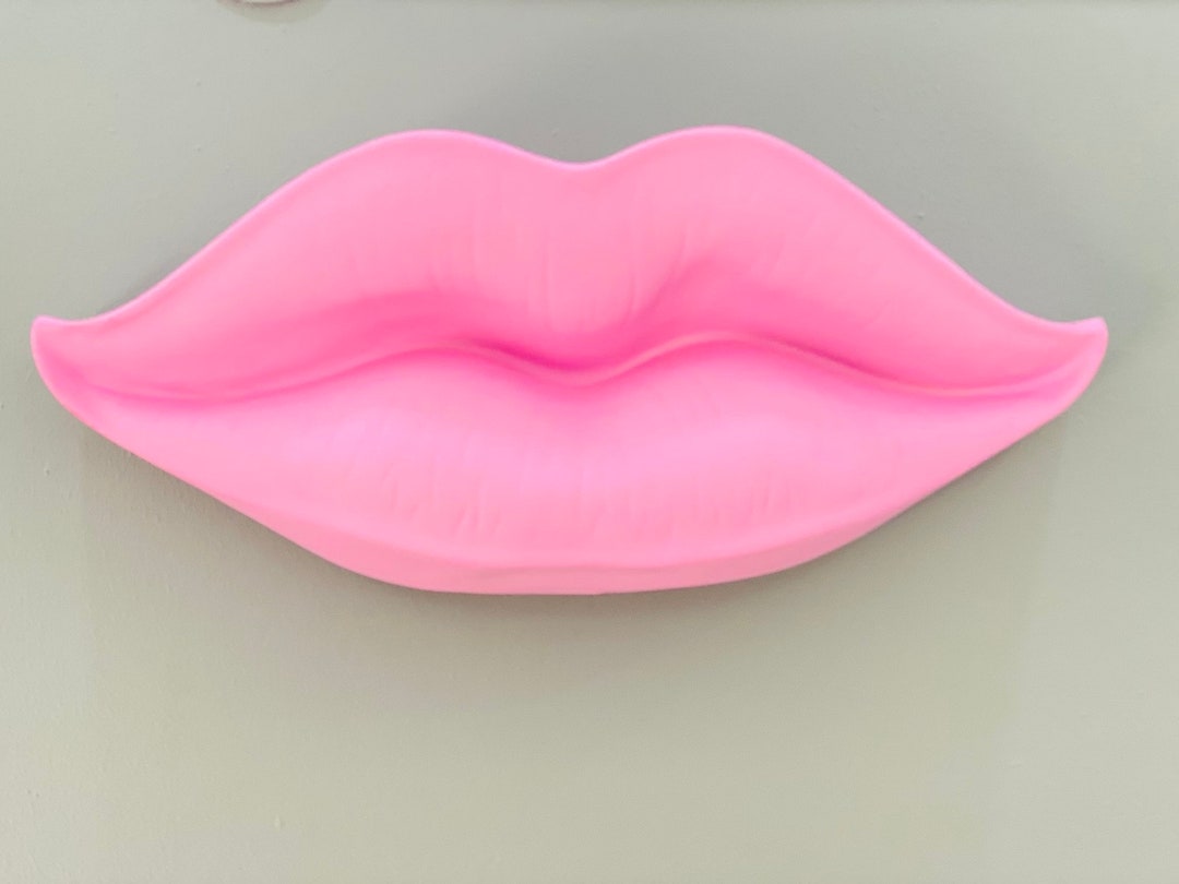 Pink Lips Statue Handmade Wall Art, Big Lips Sculpture Wall Mount ...