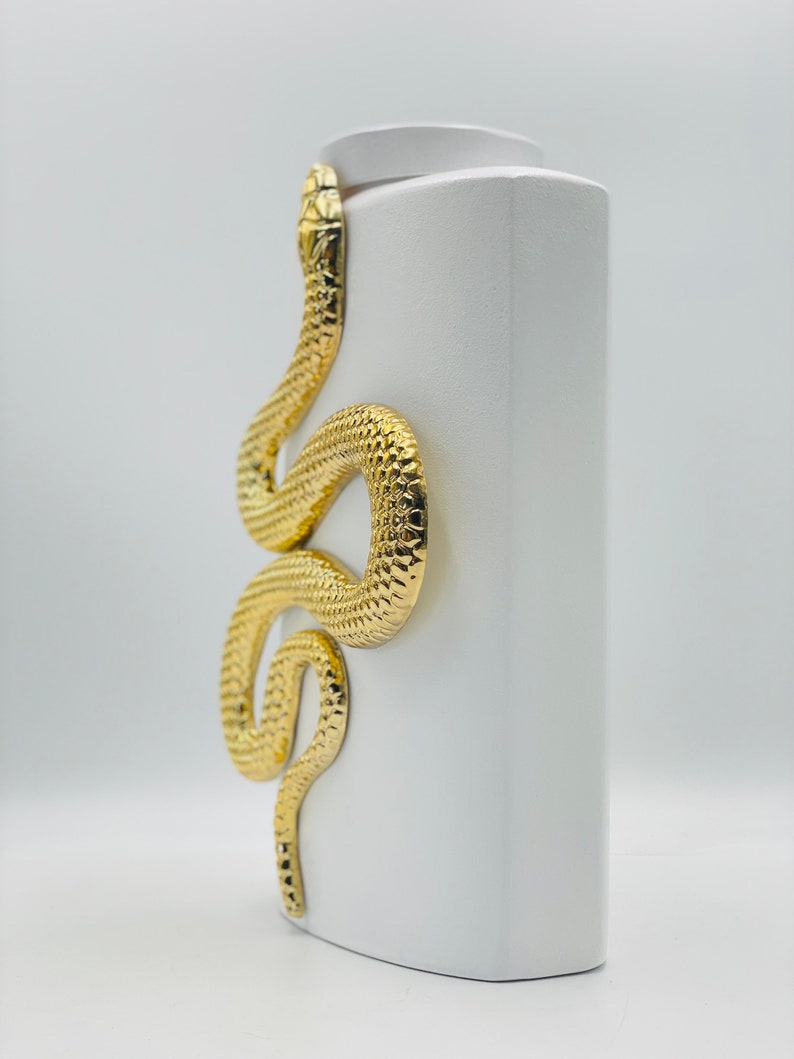 Handmade Snake Vase Statue, Chrome Plated Snake Animal Figurine Pot ...