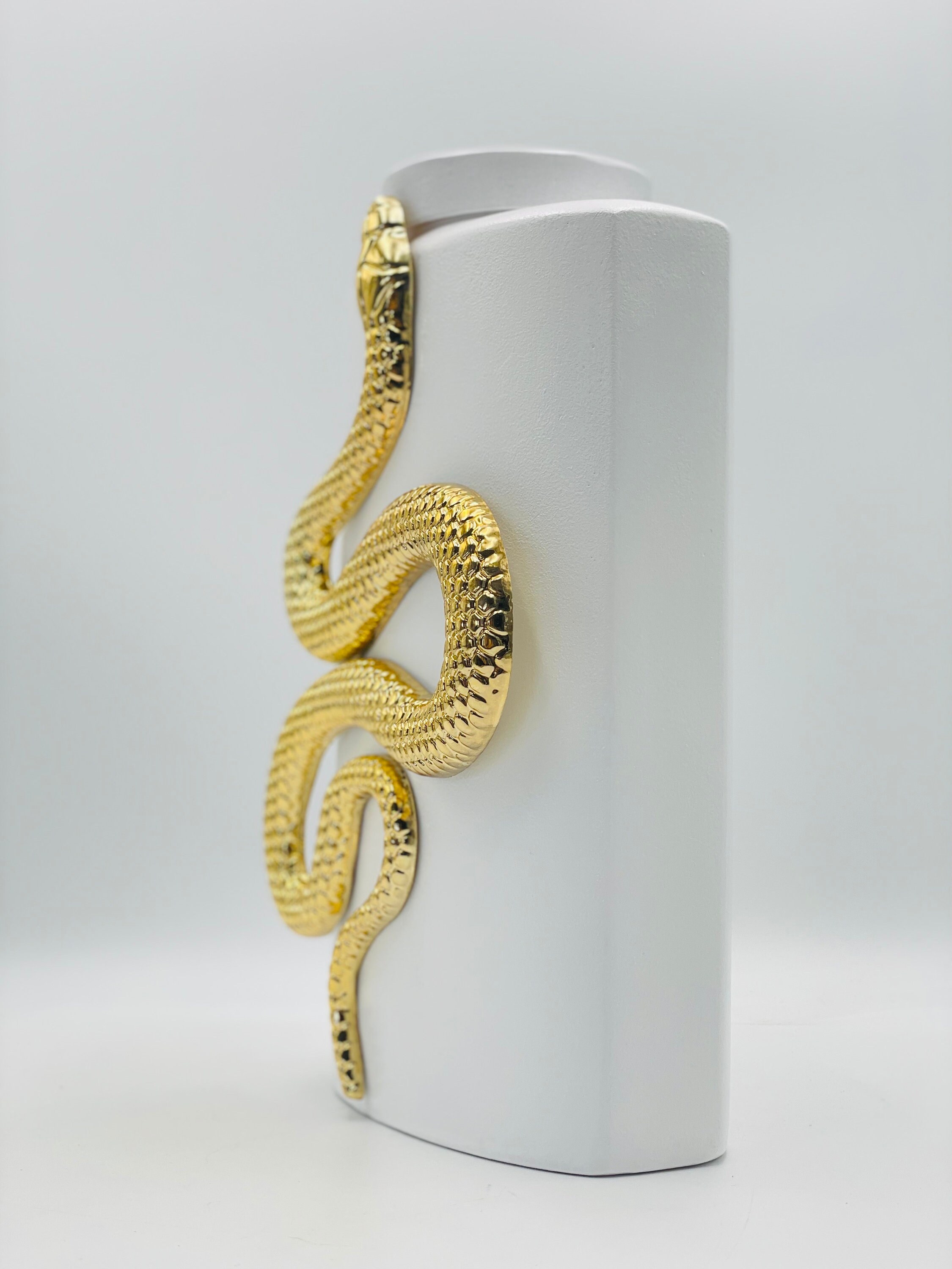 Handmade Snake Vase Statue, Chrome Plated Snake Animal Figurine Pot ...