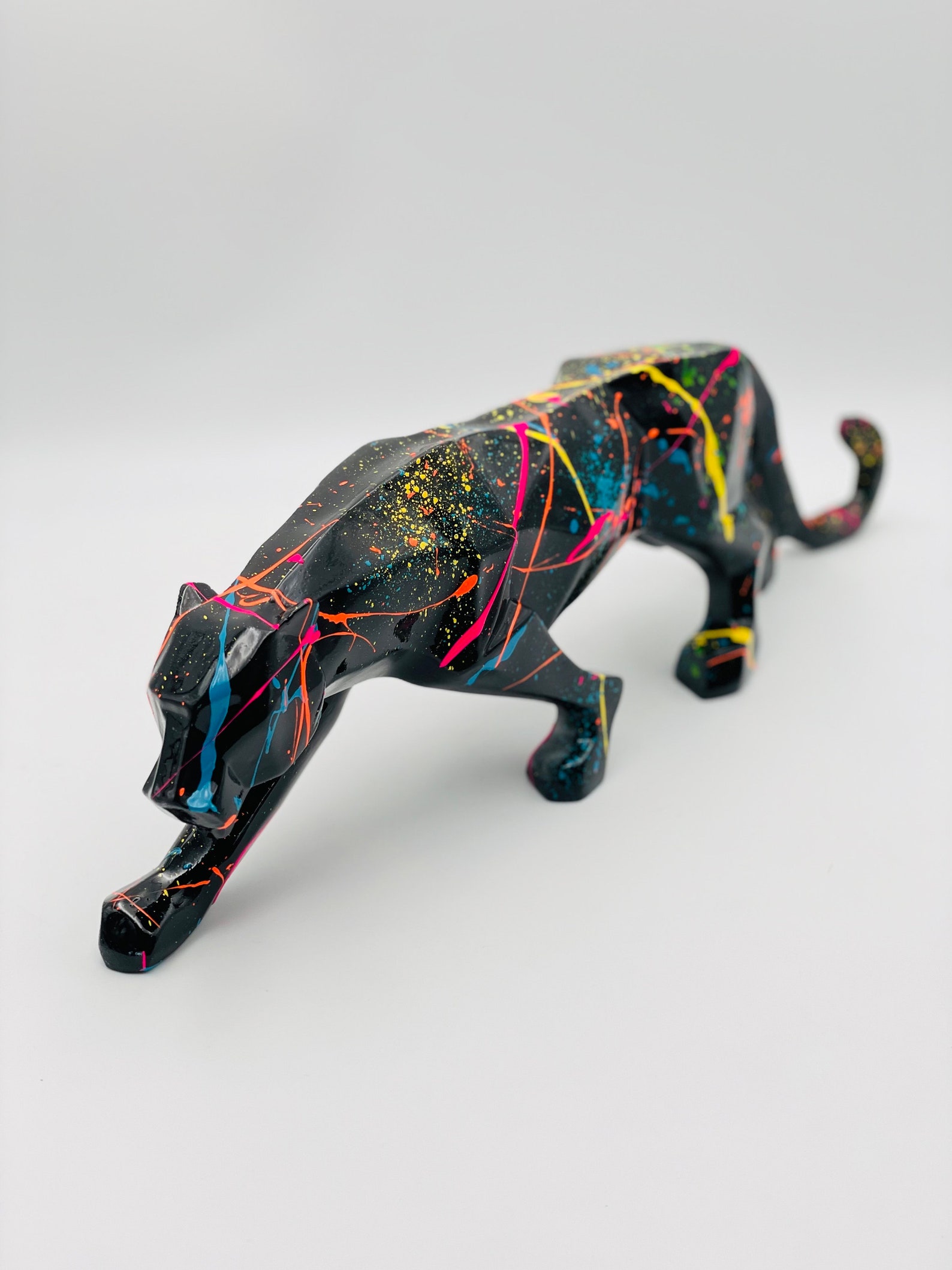Cubic Panther Sculpture, Leopard Statue, Animal Figurine, Abstract ...