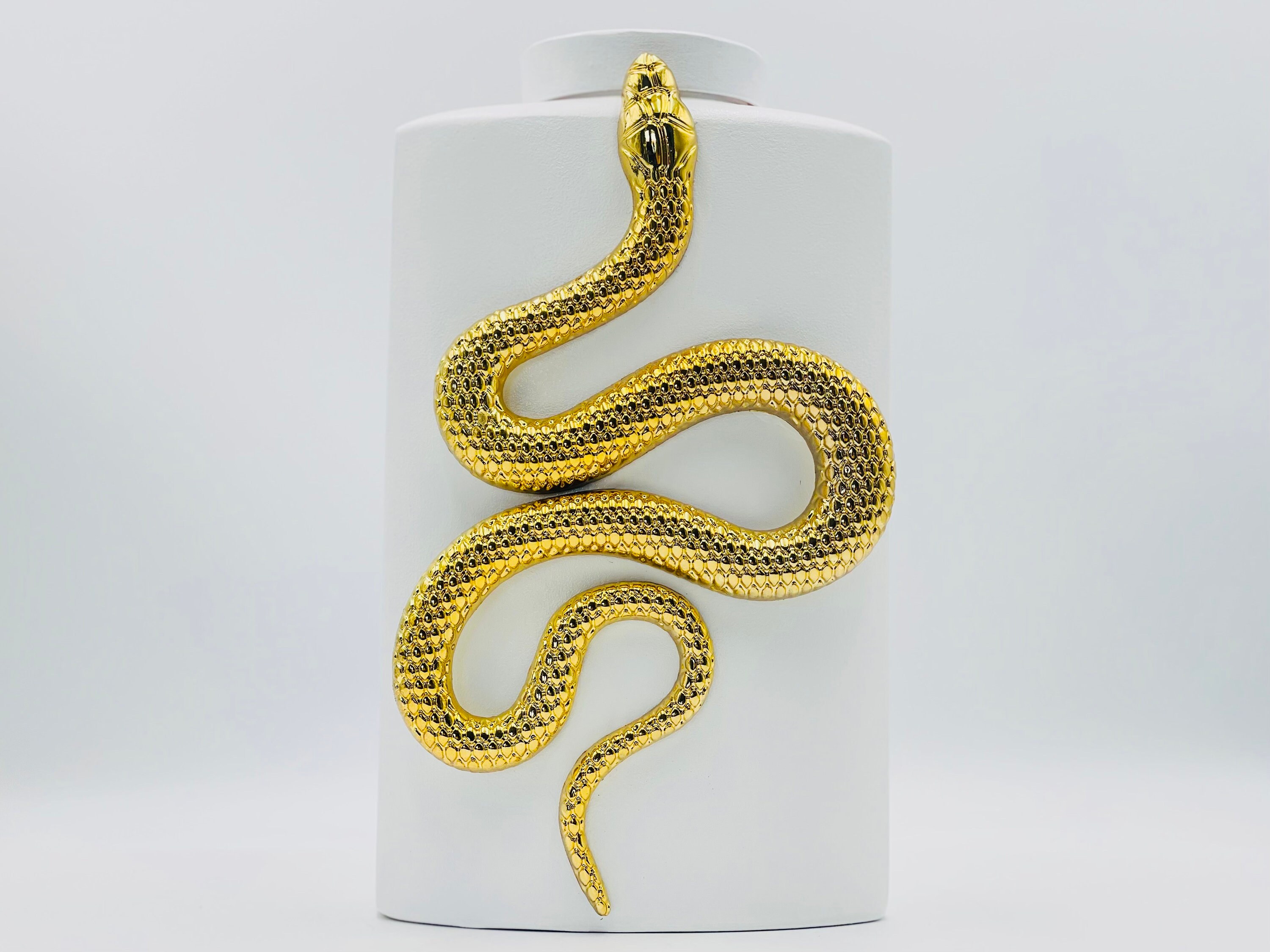 Handmade Snake Vase Statue, Chrome Plated Snake Animal Figurine Pot ...