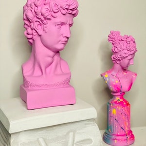 Pop Art Pink David Statue, Venus Sculpture Bust, Designer Sculpture ...