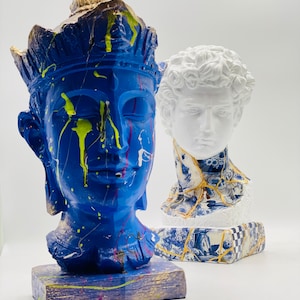 Kintsugi David Statue, Blue Blanc Girl With a Pearl Earring Mixed Media ...