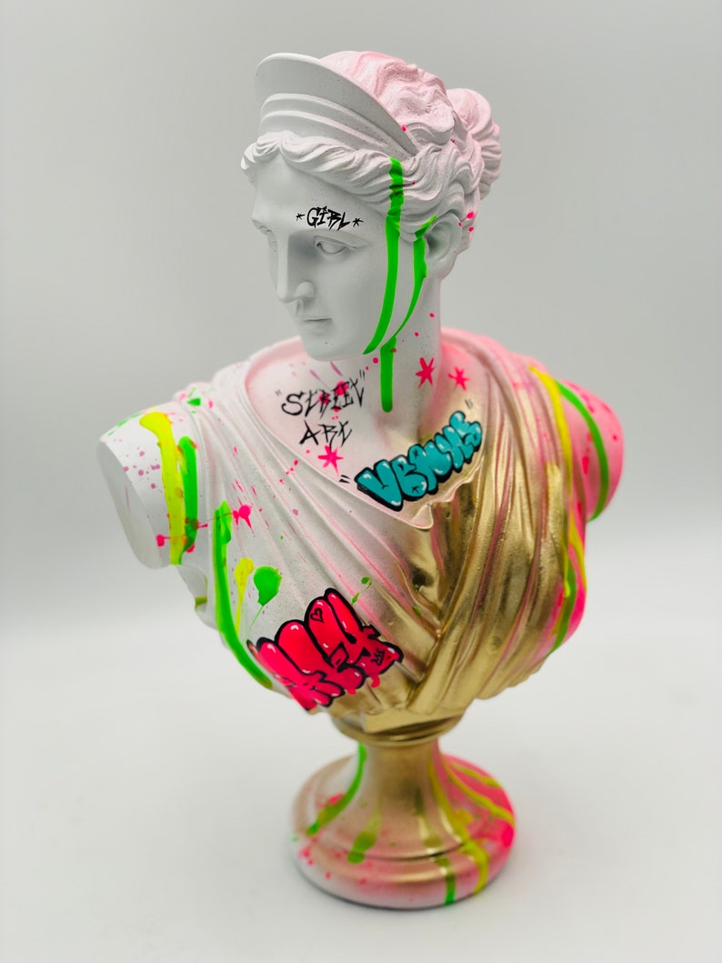 Street Art Artemis Statue Pop Art Style Bust Graffiti - Etsy