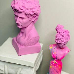 Pop Art Pink David Statue, Venus Sculpture Bust, Designer Sculpture ...